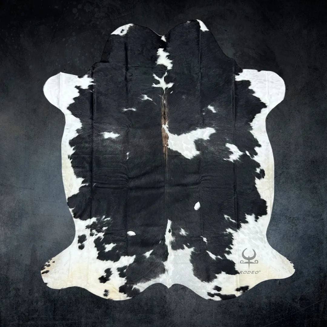 Extra Large Black and White Cowhide Rug Size 6.2 x 8 ft---5013